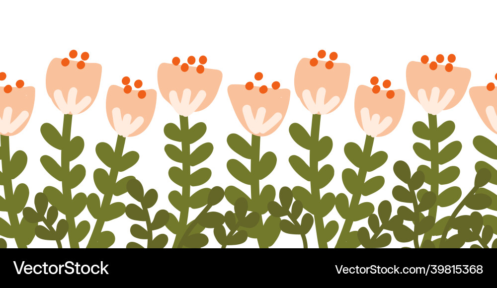 Seamless cute flower border isolated on white Vector Image