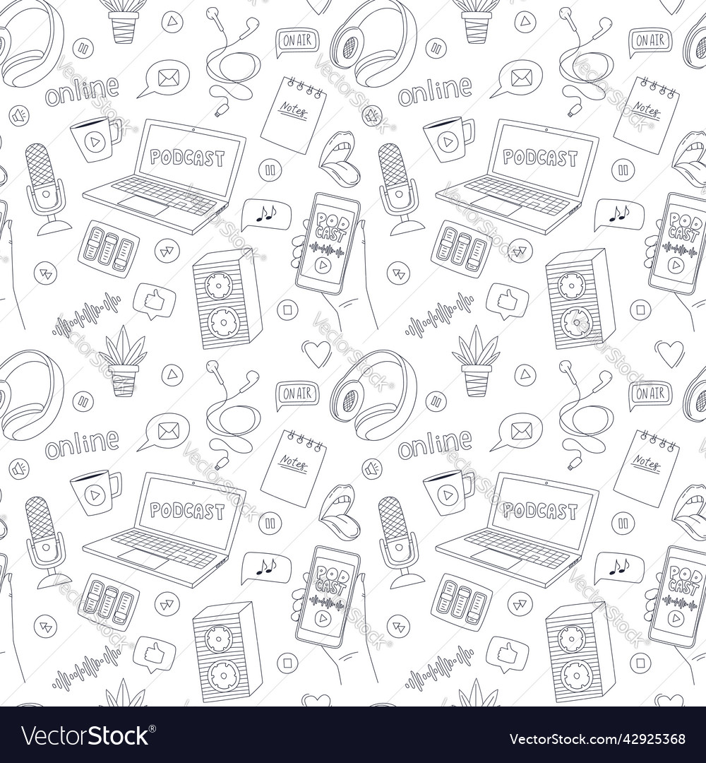 Seamless pattern with doodle elements symbolizing Vector Image