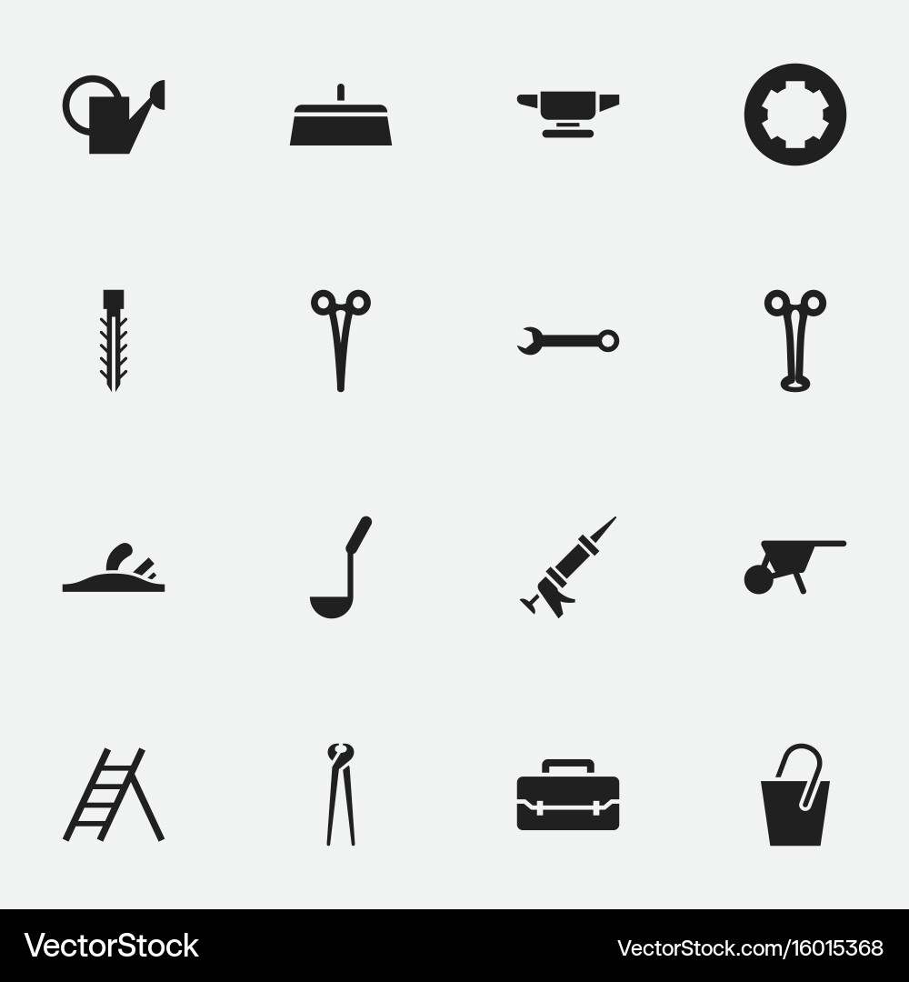 Set of 16 editable instrument icons includes Vector Image