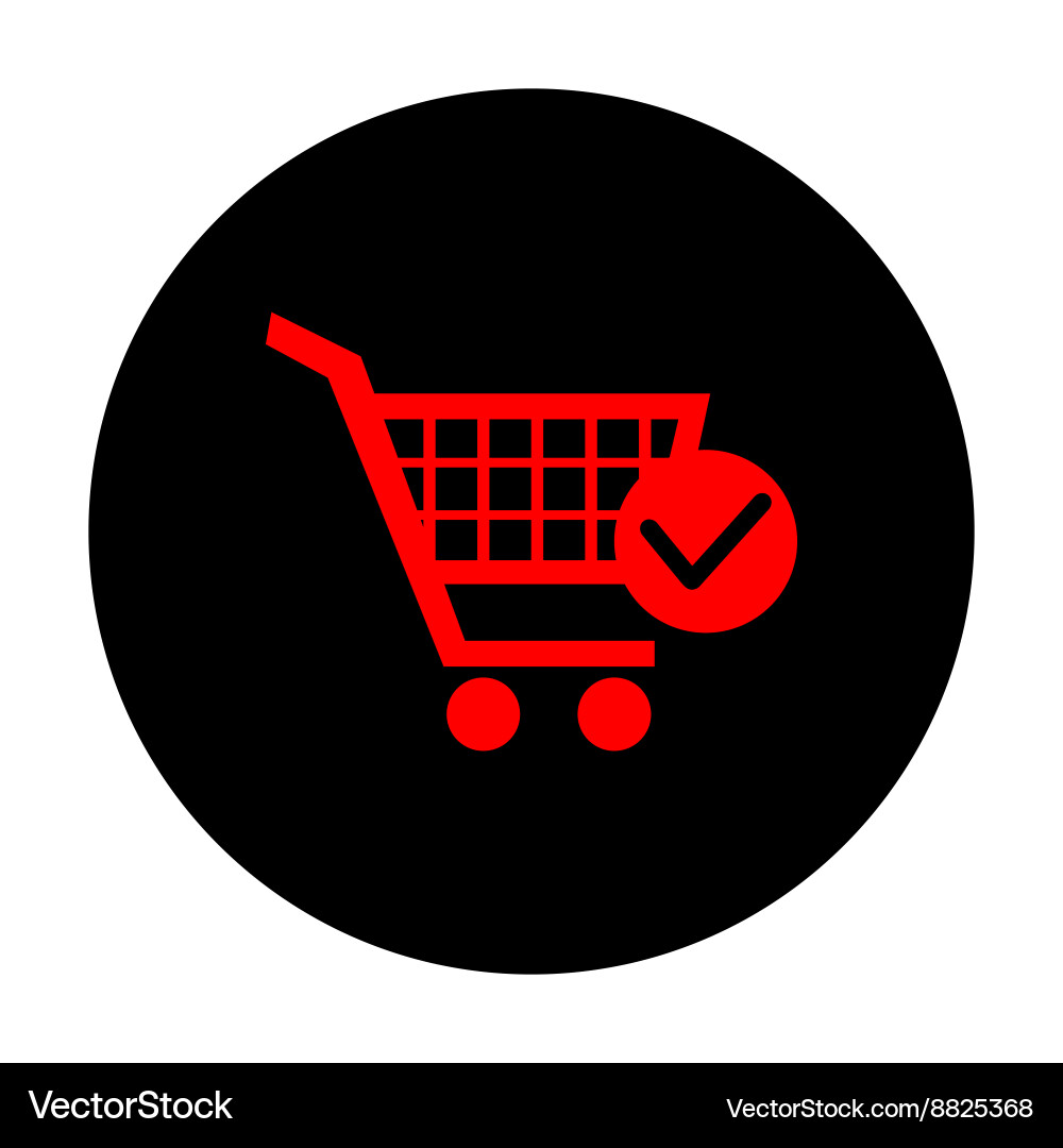 Shopping cart and check mark icon Royalty Free Vector Image