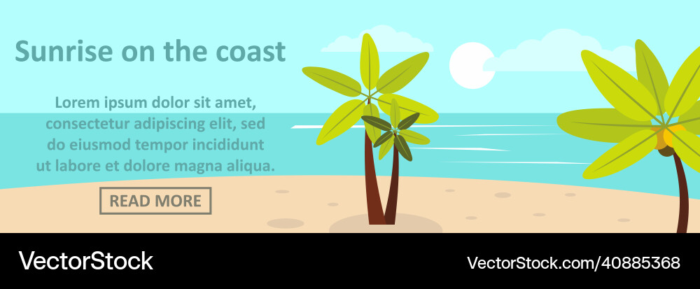Sunrise on the coast banner horizontal concept Vector Image