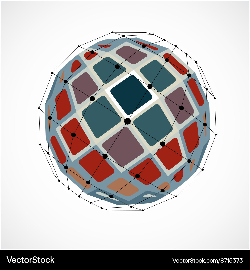 Abstract 3d faceted figure with connected black Vector Image