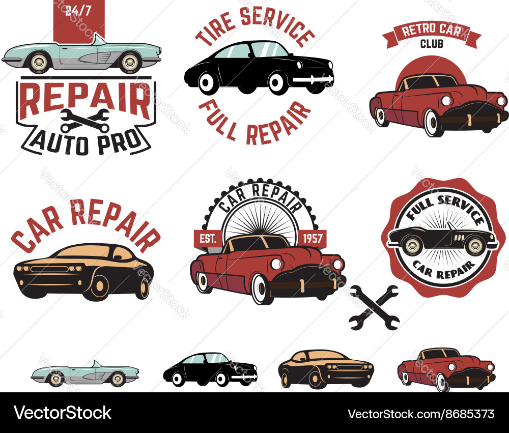 Car repair service labels Royalty Free Vector Image
