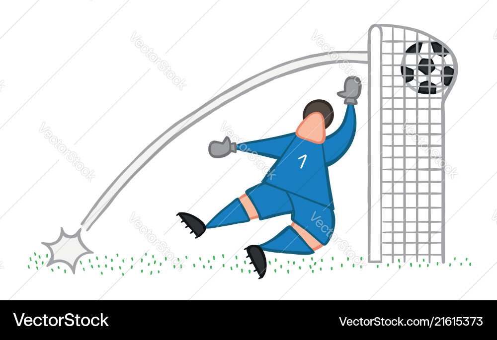 Cartoon goolkeeper man concede a goal Royalty Free Vector