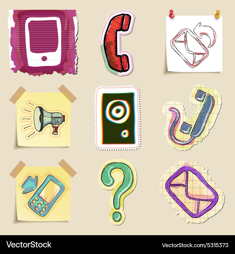 Communication icons set hand drawn and isolated Vector Image