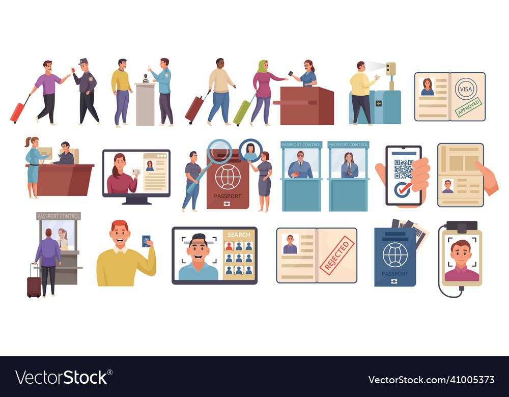 Customs documents flat set Royalty Free Vector Image