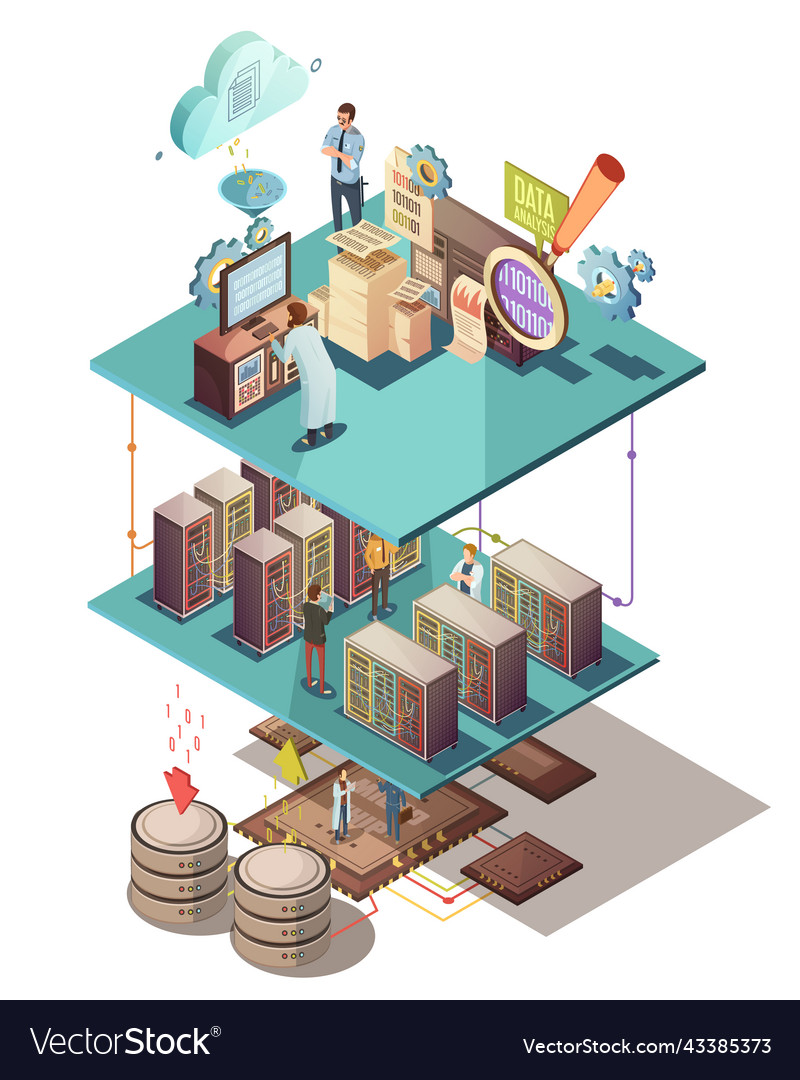 Data analysis isometric concept Royalty Free Vector Image