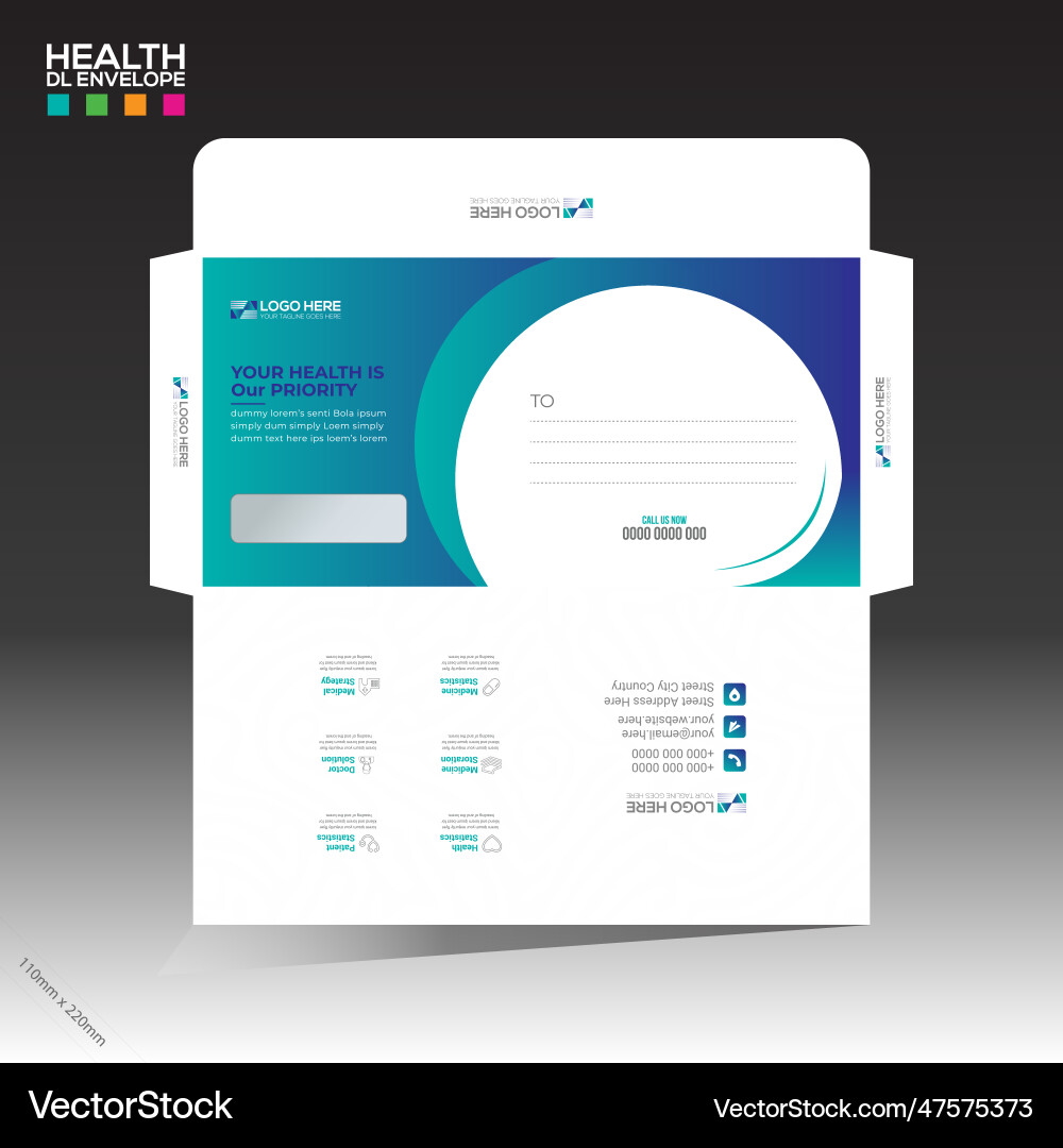 Envelope design for health and any use Royalty Free Vector