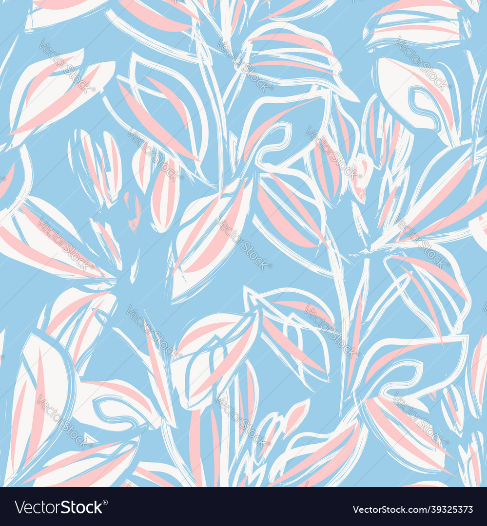 Floral brush strokes seamless pattern background Vector Image