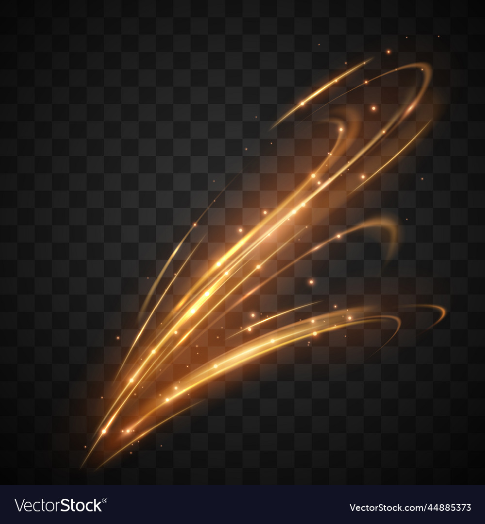 Golden magic light dynamic effect Royalty Free Vector Image