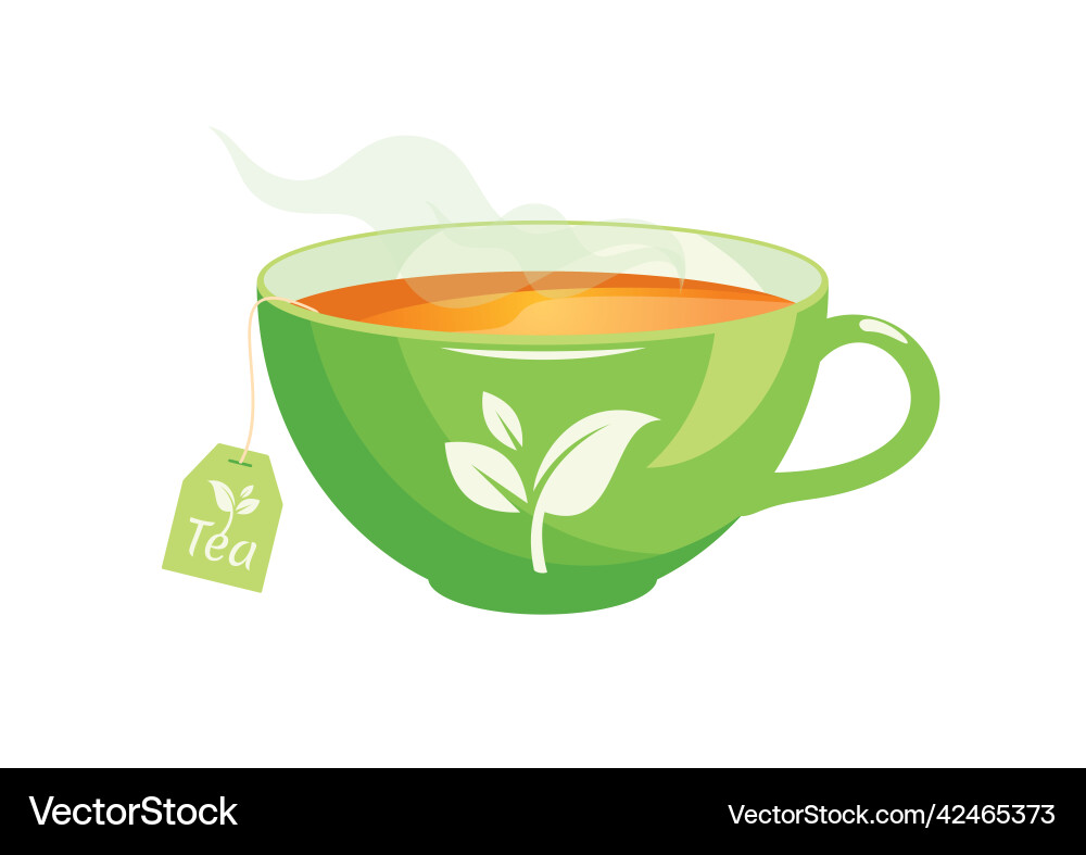 Green cup of hot tea icon Royalty Free Vector Image