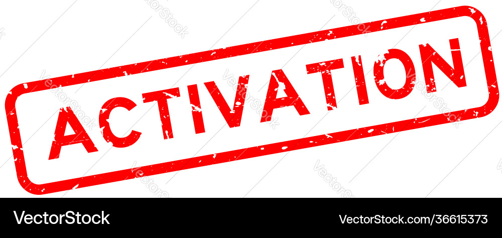 Grunge red activation word square rubber seal Vector Image