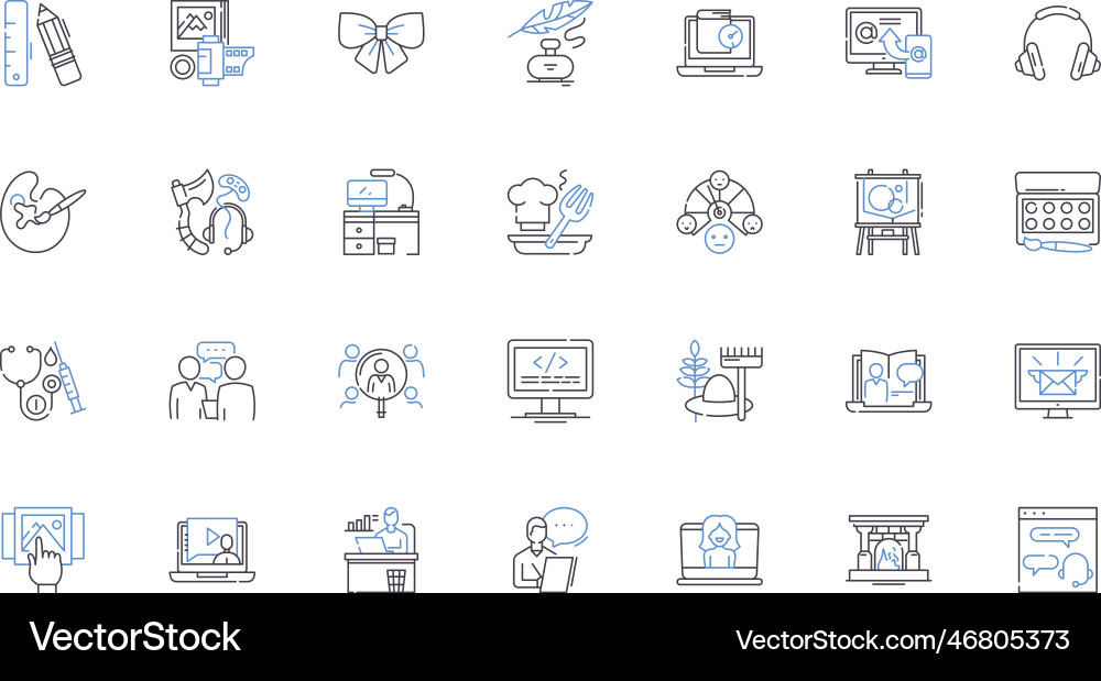 Independent contractor line icons collection Vector Image