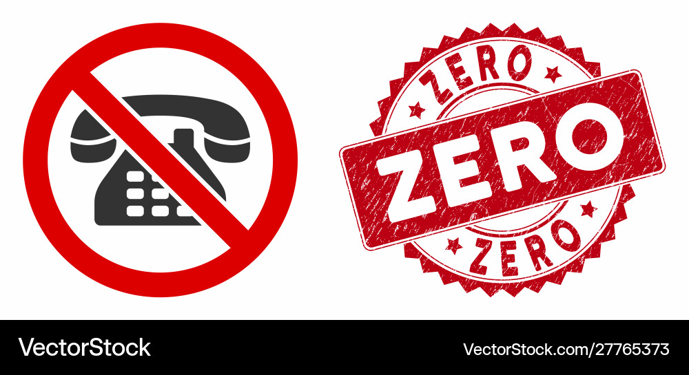 No telephone icon with scratched zero seal Vector Image