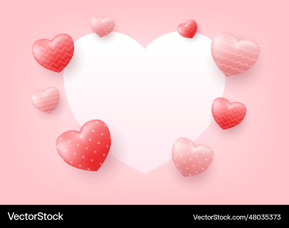 Romantic frame decoration with hearts for happy Vector Image