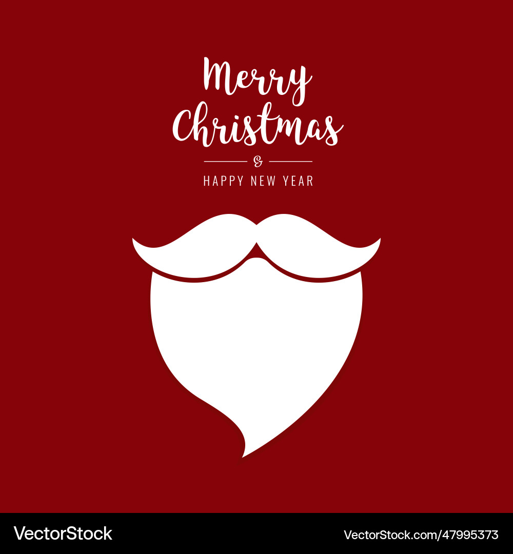 Santa beard christmas greetings red background Vector Image