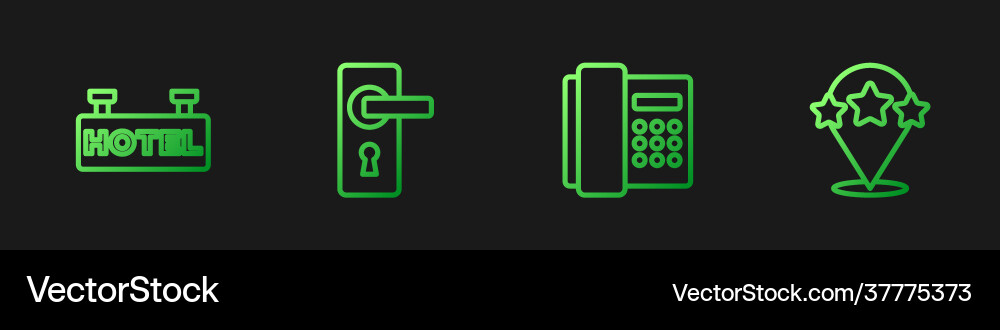 Set line telephone handset signboard with text Vector Image