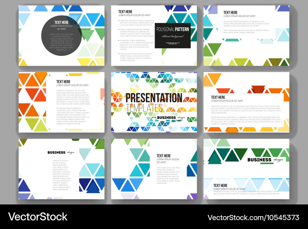 Set of 9 templates for presentation slides Vector Image