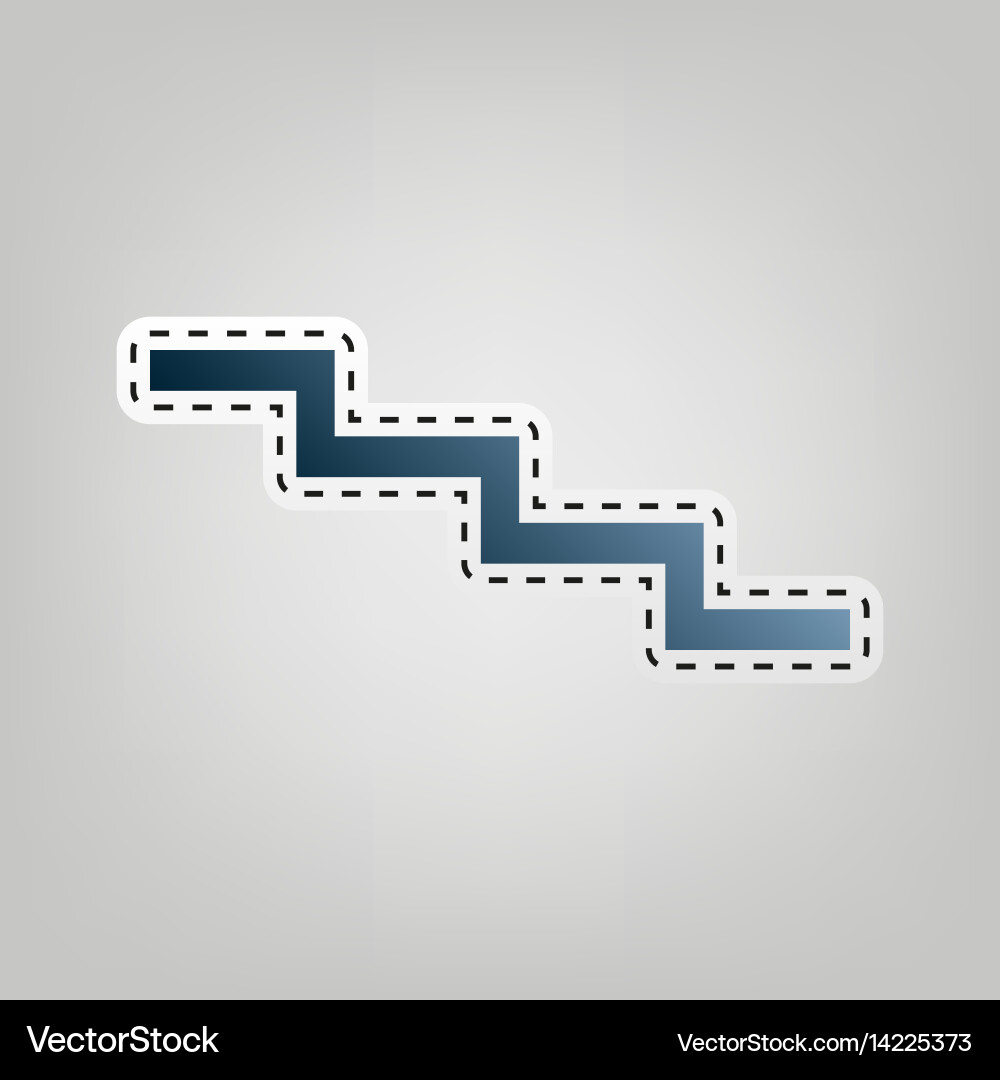 Stair down sign blue icon with outline Royalty Free Vector