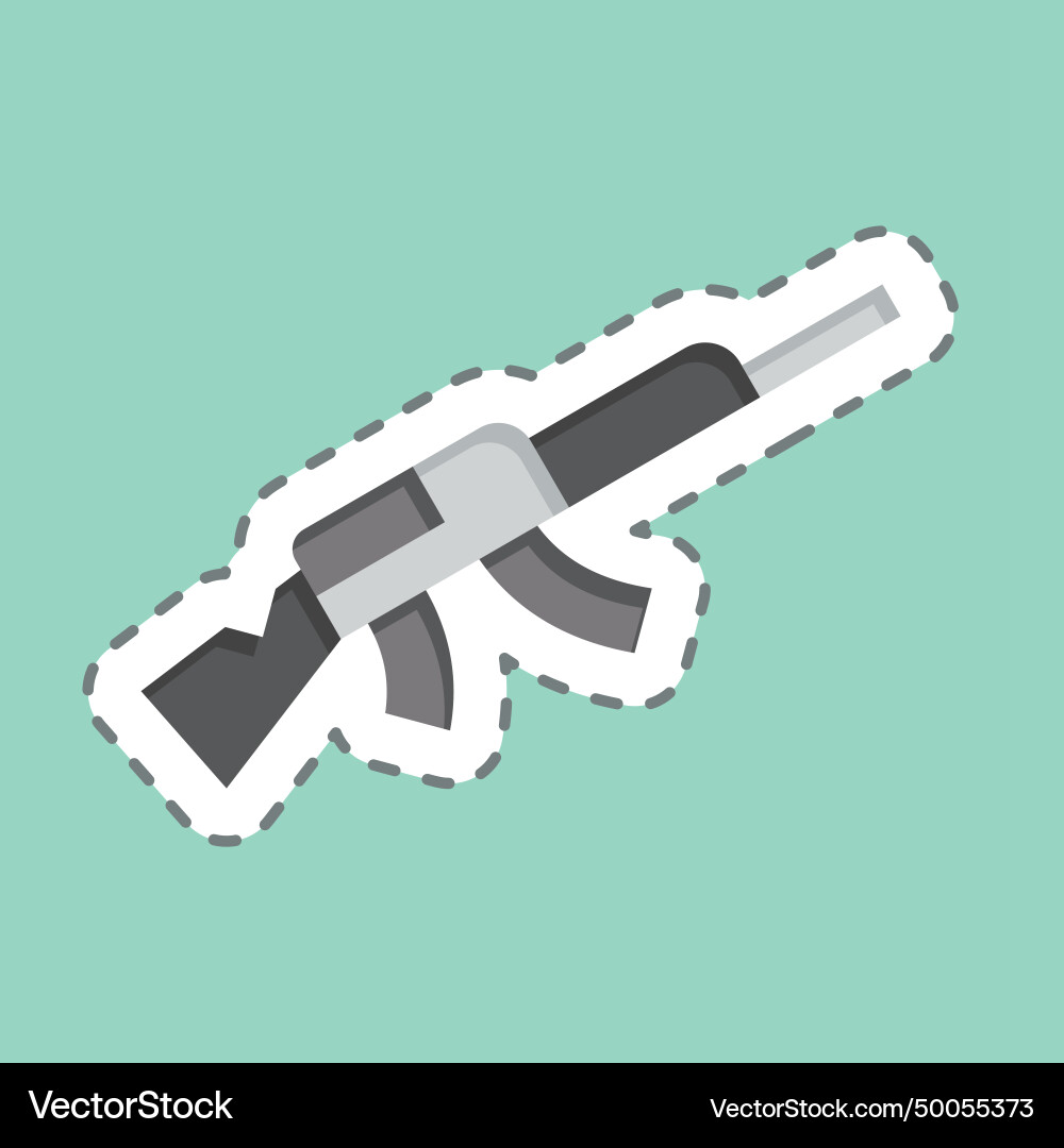 Sticker line cut sniper rifle 2 related Royalty Free Vector