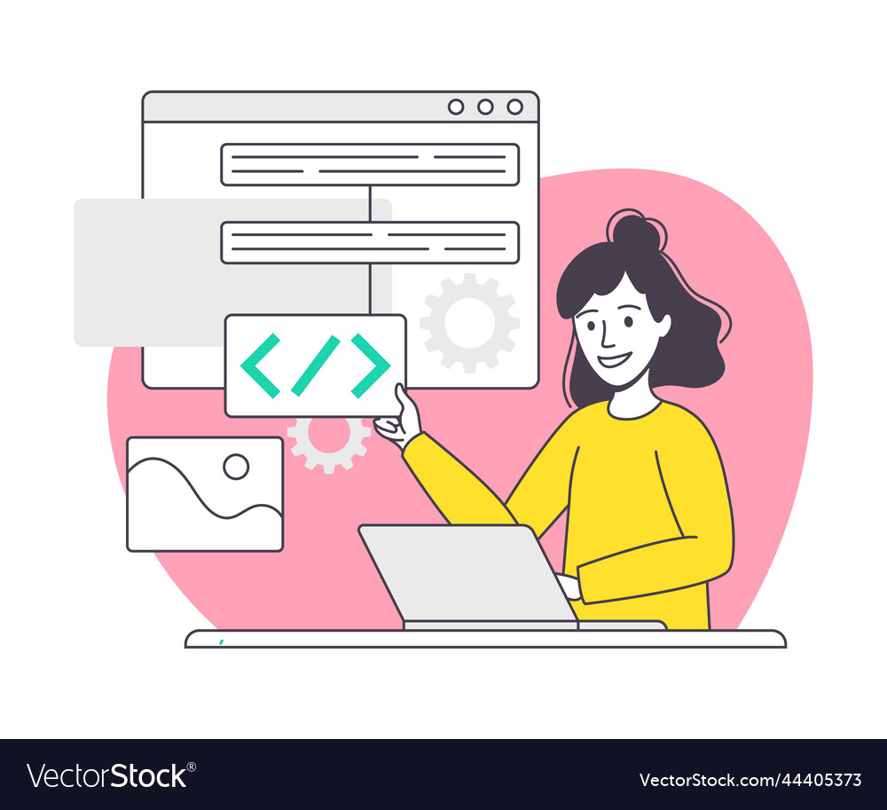 Woman app dev professional developing software Vector Image