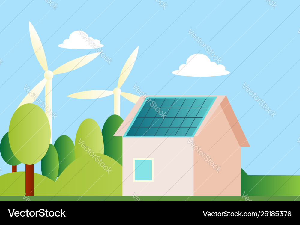 A sustainable house on white Royalty Free Vector Image