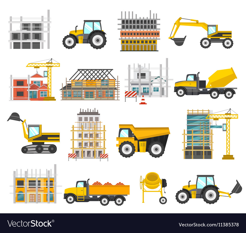 Construction flat elements set Royalty Free Vector Image