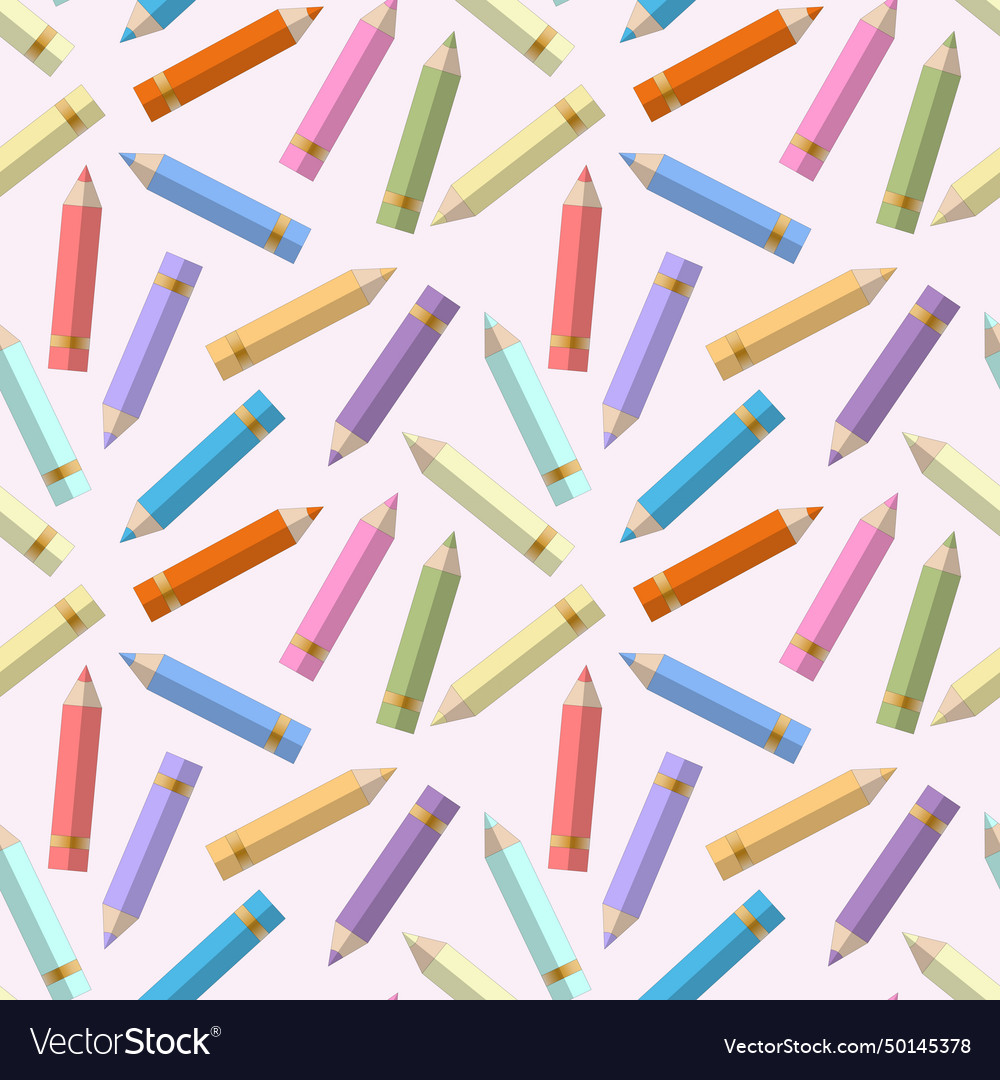 Cute pastel colored pencils seamless pattern Vector Image