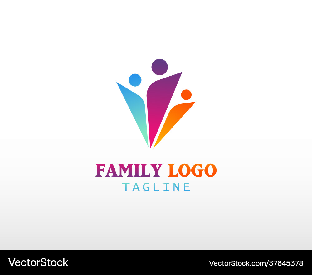 Family logo creative fun people Royalty Free Vector Image