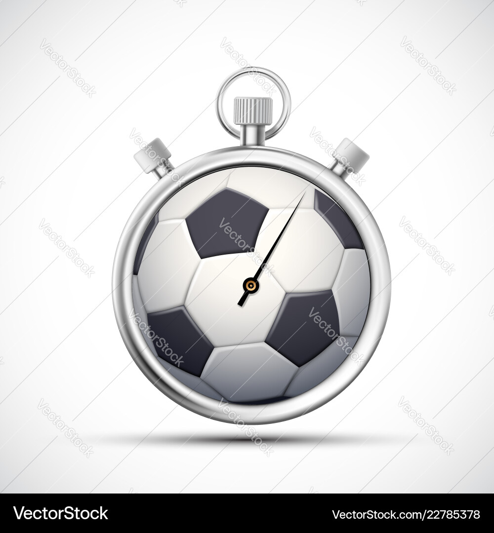 Icon stopwatch with a soccer ball Royalty Free Vector Image
