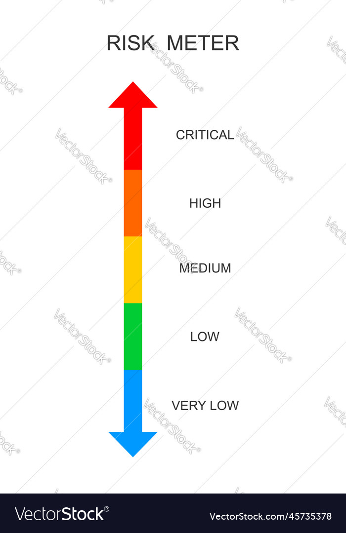 Risk meter scale vertical chart with danger Vector Image