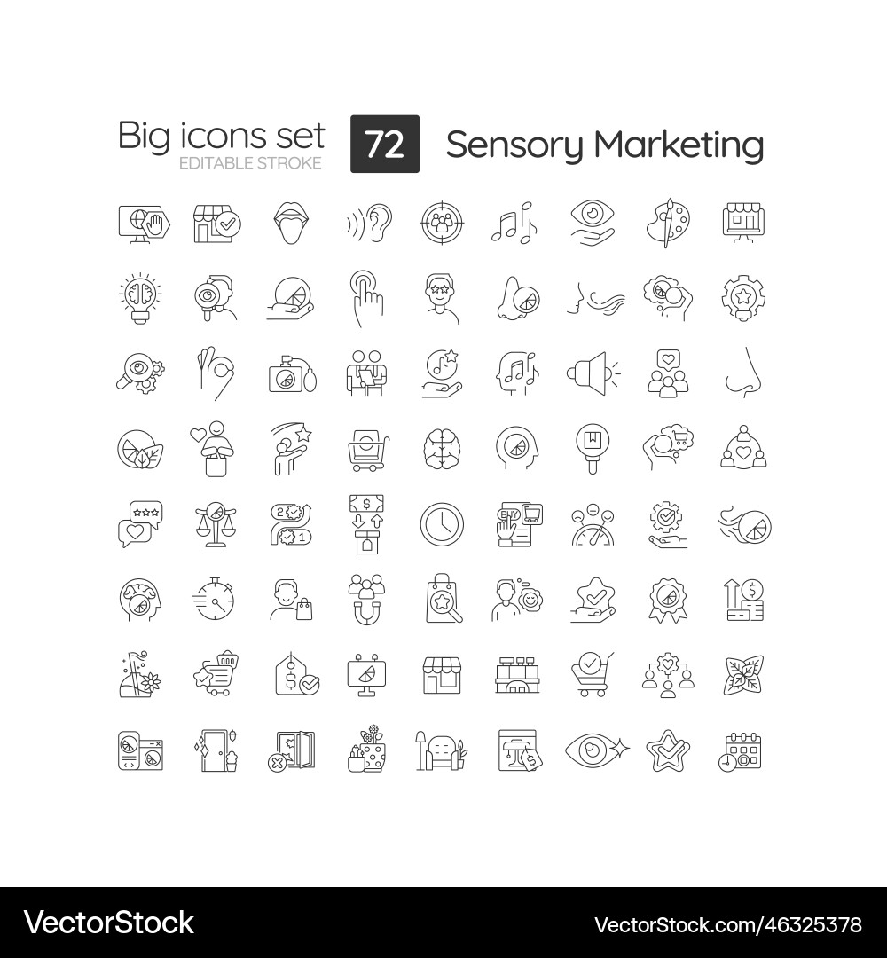 Sensory marketing linear icons set Royalty Free Vector Image