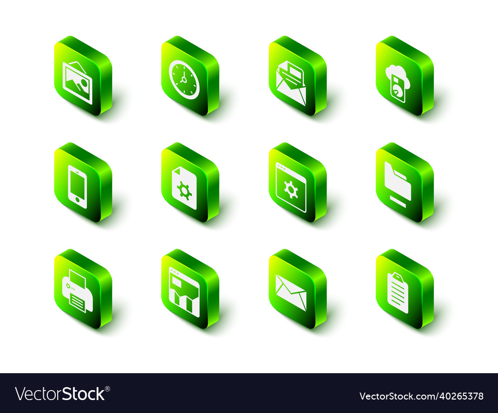 Set clock mail and e-mail cloud database Vector Image