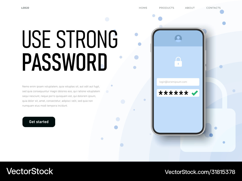 Use strong password reminder with realistic phone Vector Image