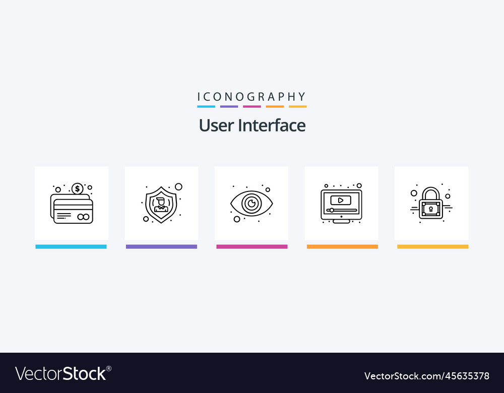 User interface line 5 icon pack including youtube Vector Image