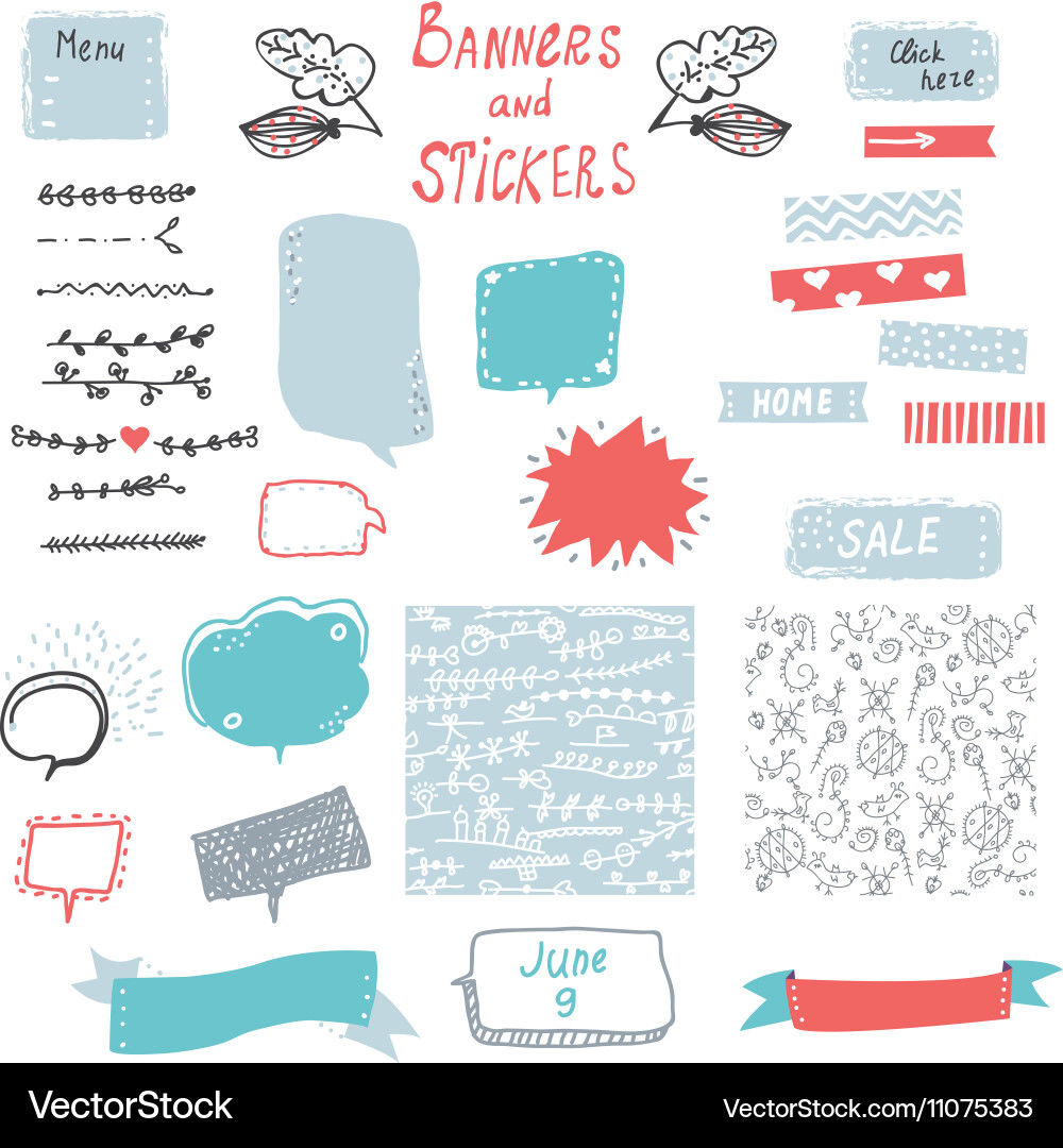 Banner and stickers set for the web design Vector Image