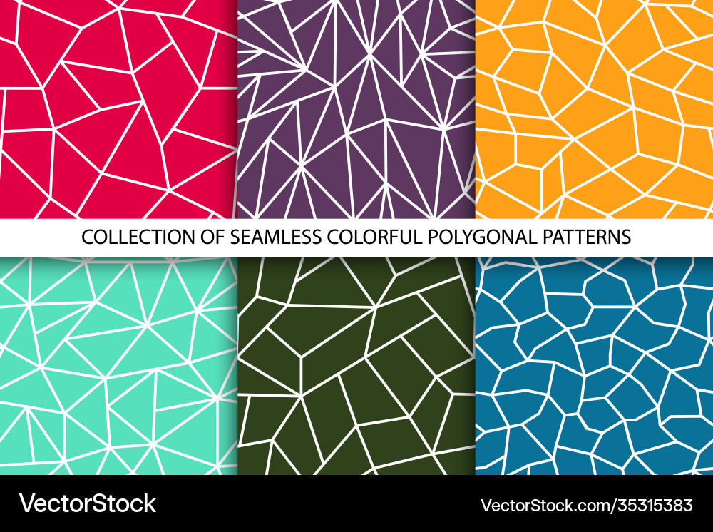 Collection color polygonal seamless geometric Vector Image