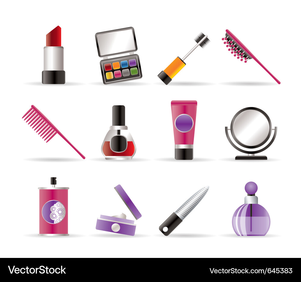 Cosmetic and make-up icons Royalty Free Vector Image