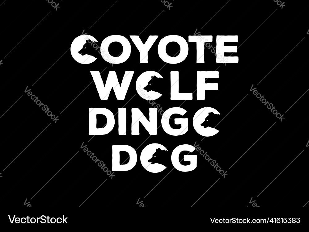 Coyote wolf dingo dog text type word font Vector Image