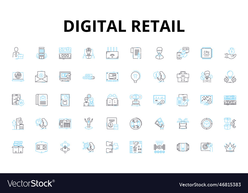 Digital retail linear icons set e-commerce Vector Image Digital retail linear icons set e-commerce Vector Image