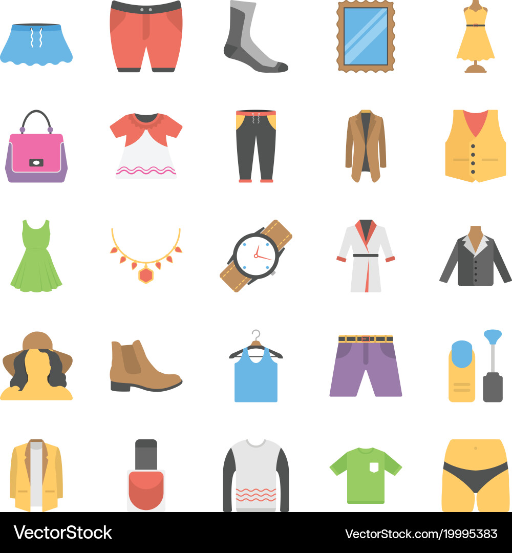 Flat icons set fashion Royalty Free Vector Image