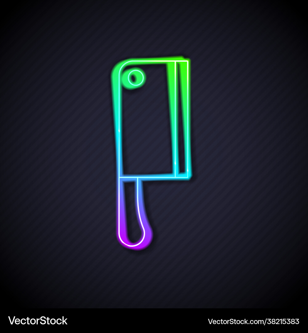 Glowing neon line meat chopper icon isolated Vector Image