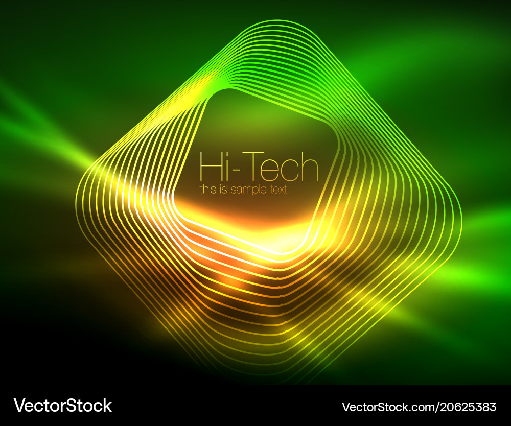 Neon glowing outline squares in dark Royalty Free Vector