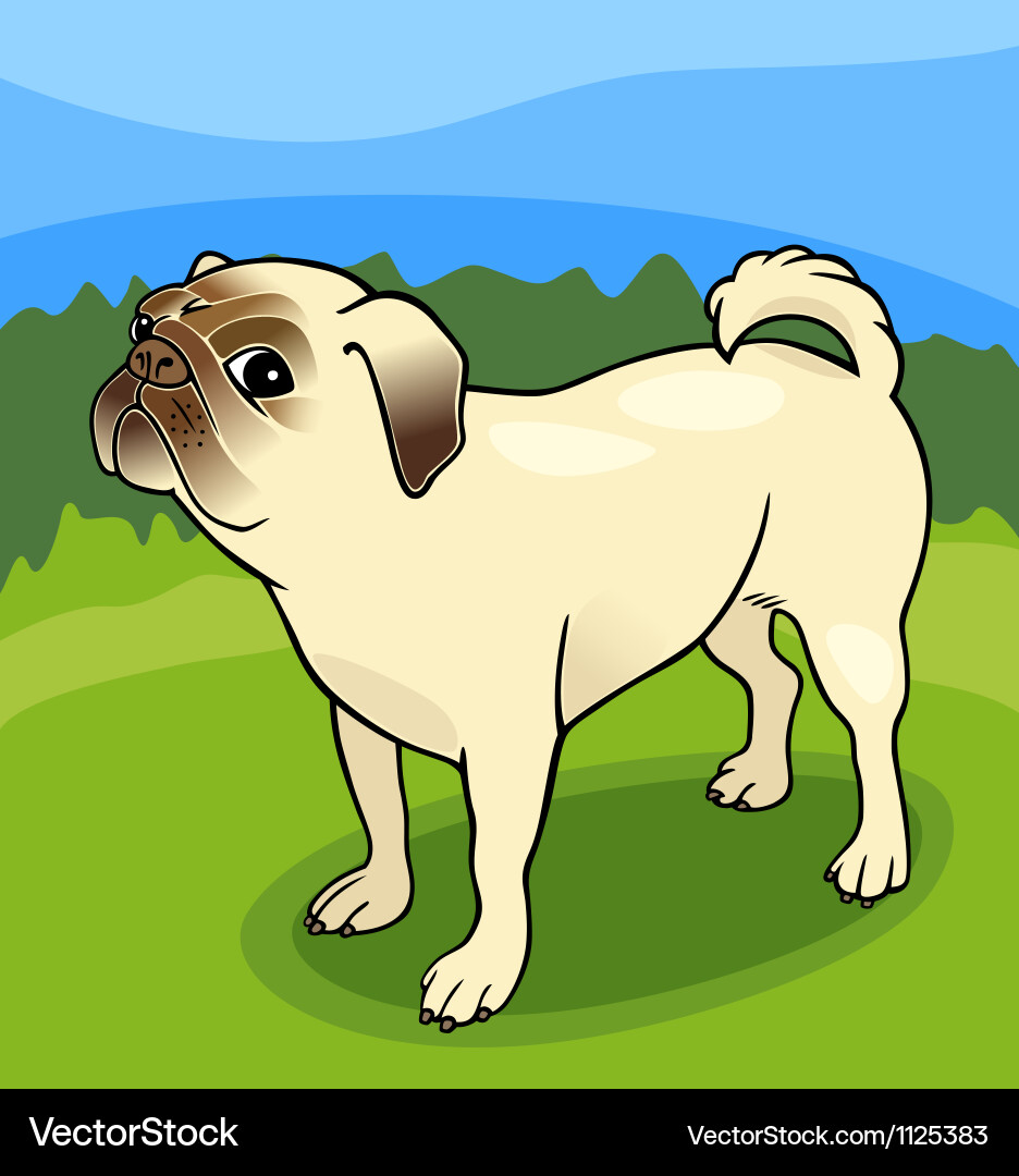 Pug dog cartoon Royalty Free Vector Image - VectorStock
