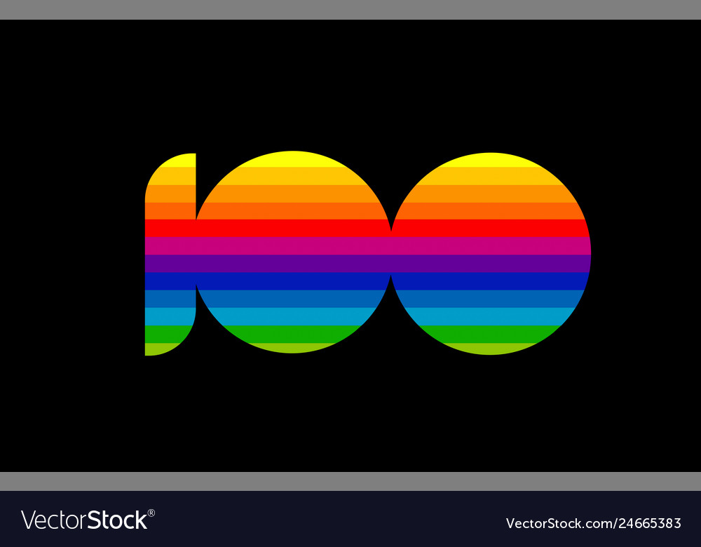 Rainbow color colored colorful number 100 logo Vector Image