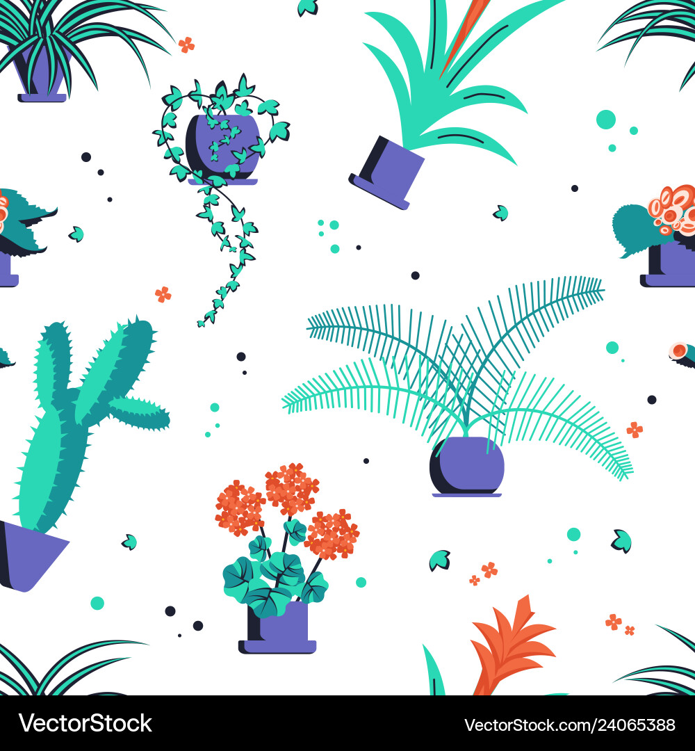 Abstract seamless pattern with home plant Vector Image