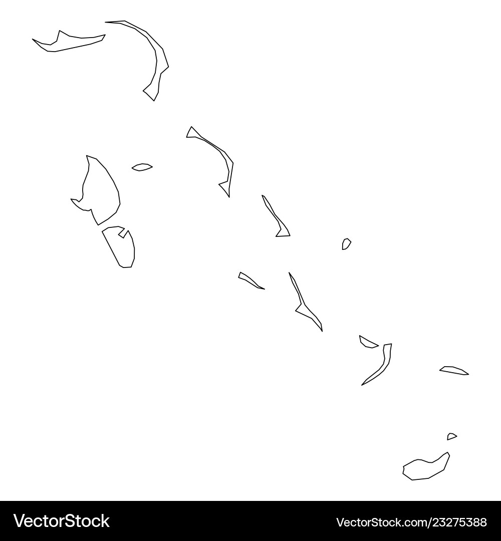 Bahamas - solid black outline border map Vector Image