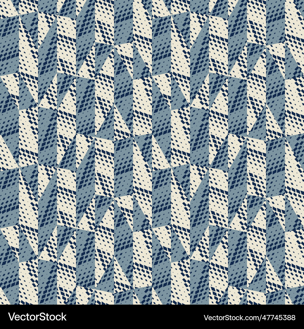 Beige and blue halftone broken geometric pattern Vector Image