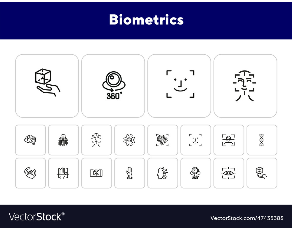 Biometrics line icon set Royalty Free Vector Image