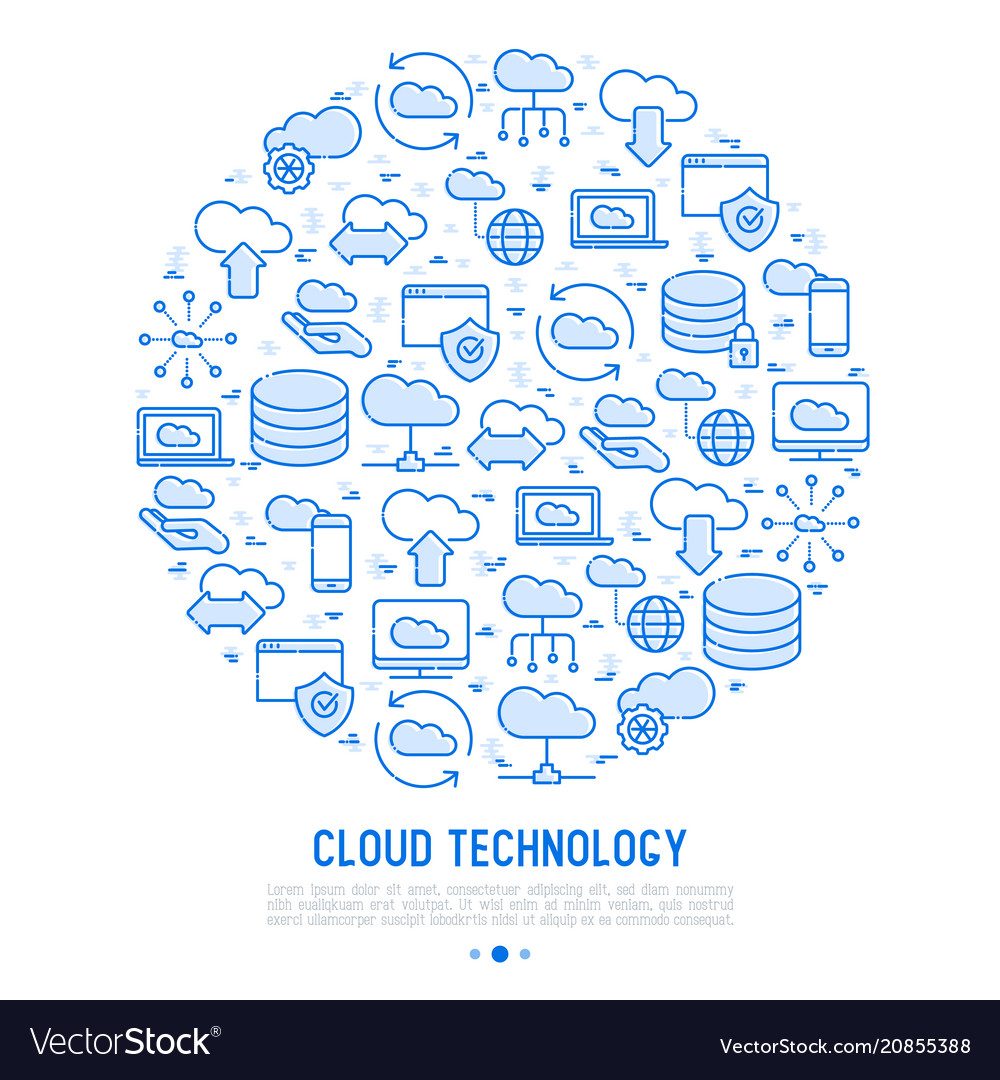 Cloud computing technology concept in circle Vector Image